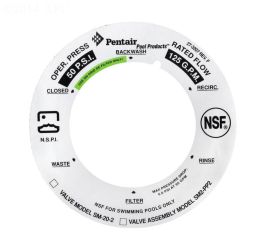 Pentair 273207 Label for 261152 Backwash Valve